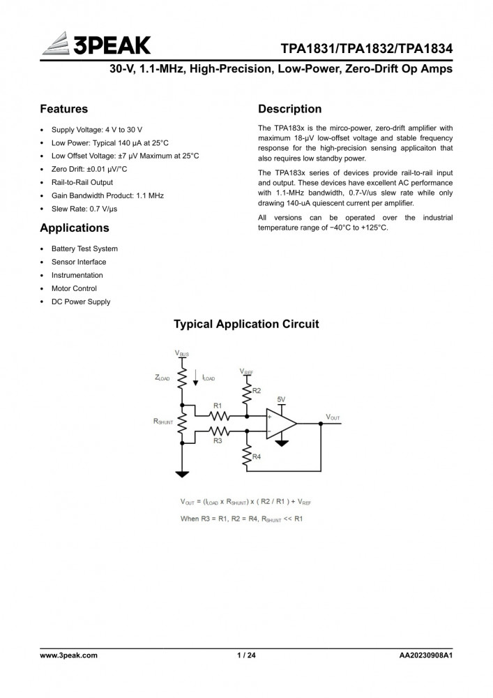 TPA1834-TS2R datasheet page 1