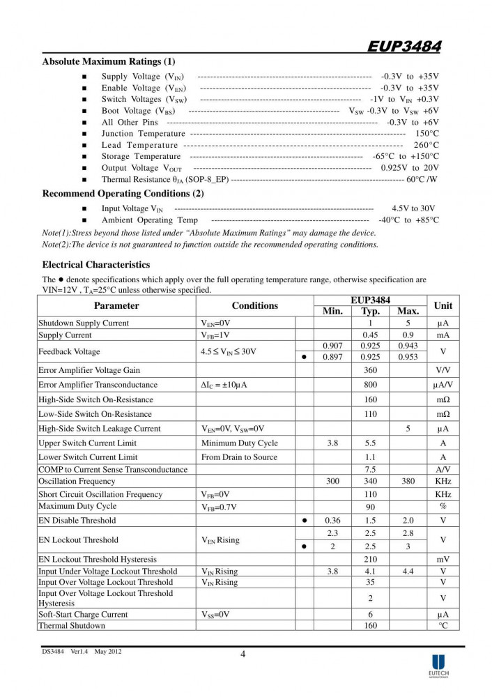 EUP3484DIR1 datasheet page 4