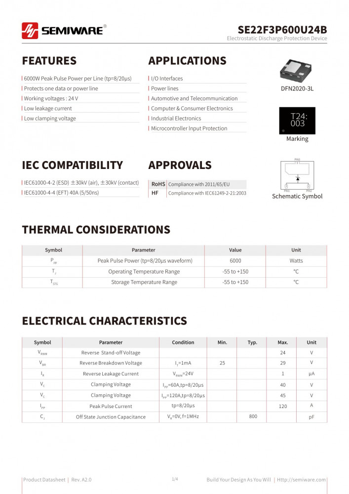 SE22F3P600U24B technical document preview, page 1