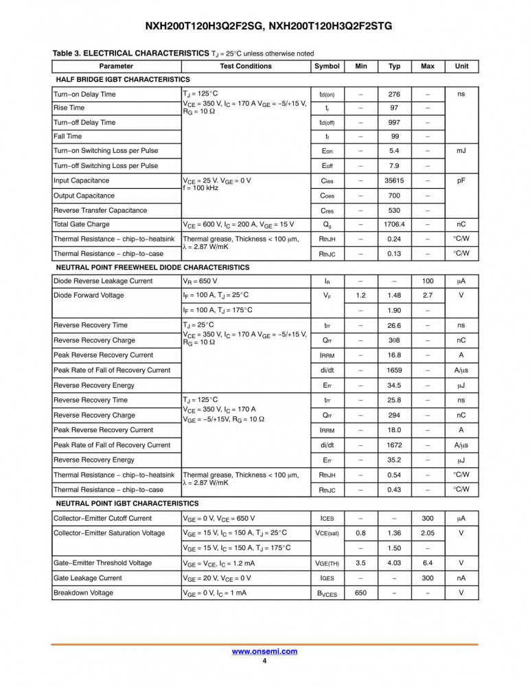 NXH200T120H3Q2 datasheet page 4