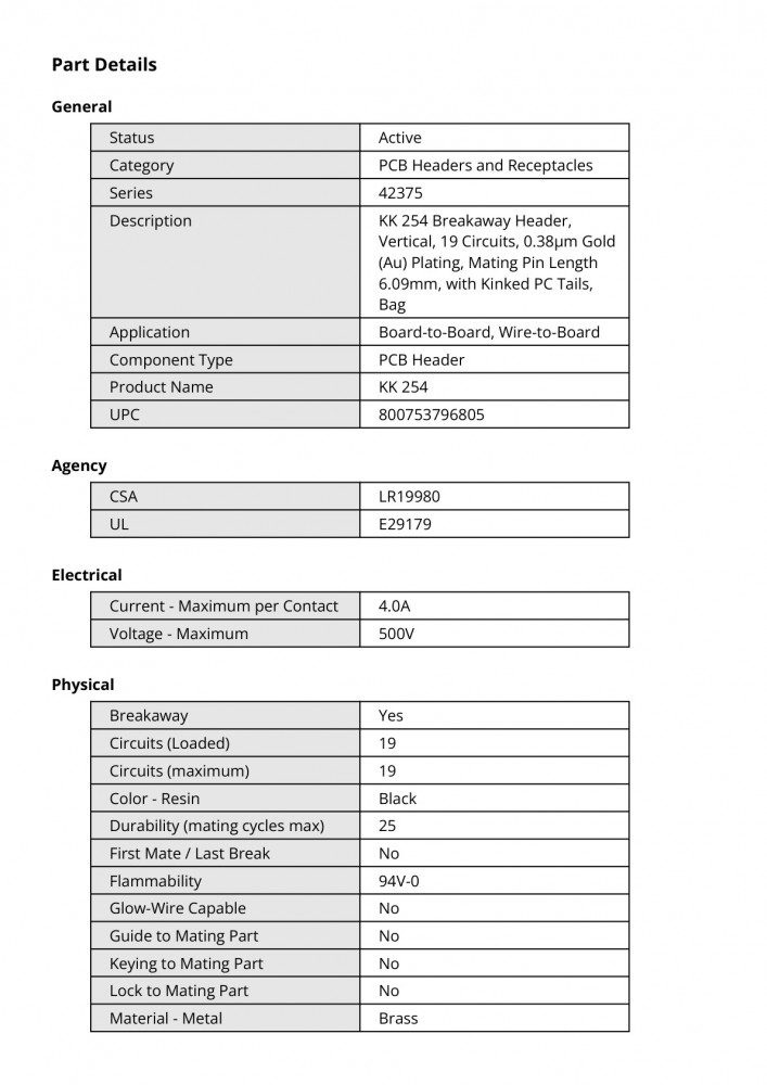 Technical document page 2 for MOLEX 22285193