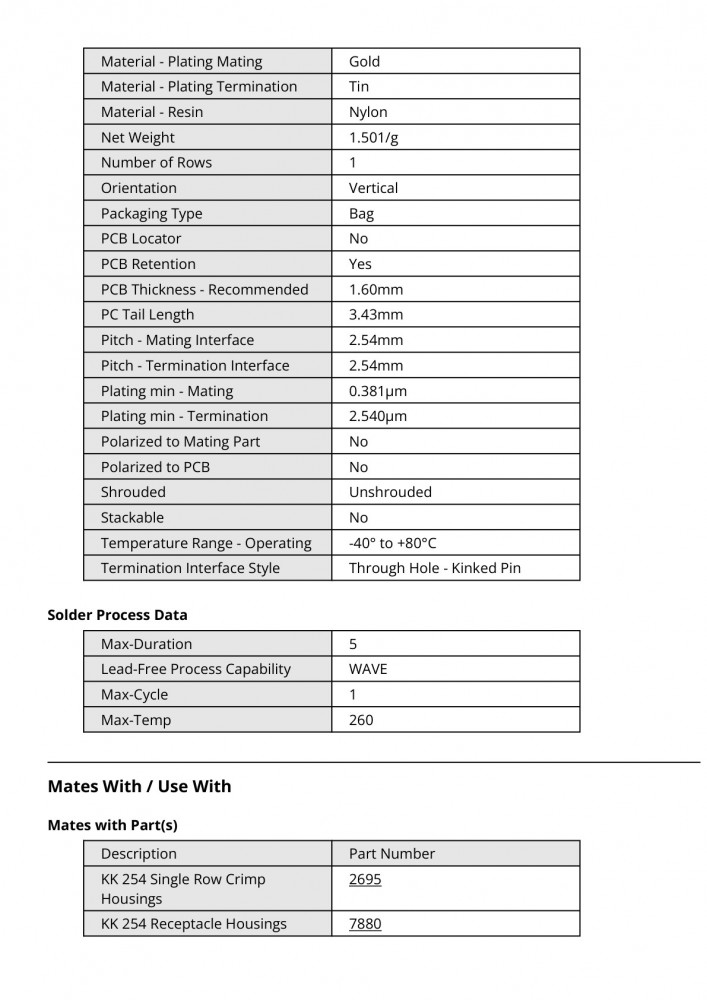 Technical document page 3 for MOLEX 22285193