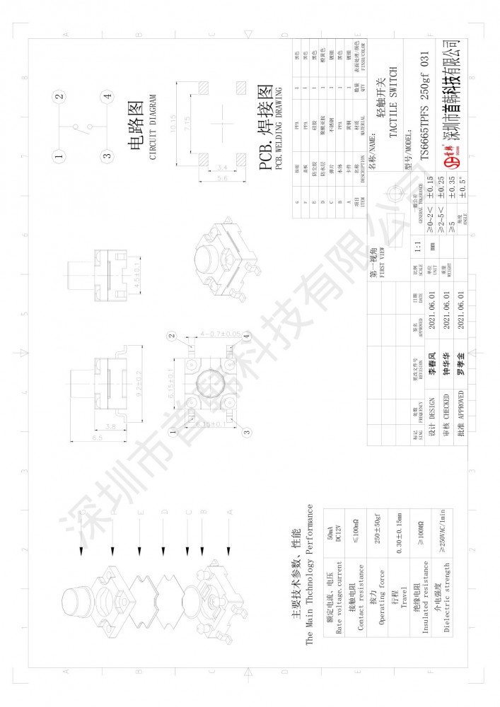 TS6665TPFS 250gf 031 specification page 1