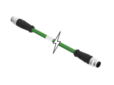 Micro-Change (M12) Double-Ended Cordset, 4 Poles, D-Coded, Male (Straight) to Male (Straight), 22 AWG, Shielded PUR Cable, 18.0m (59.05') Length