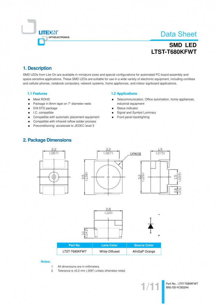 LTST-T680KFWT datasheet page 2