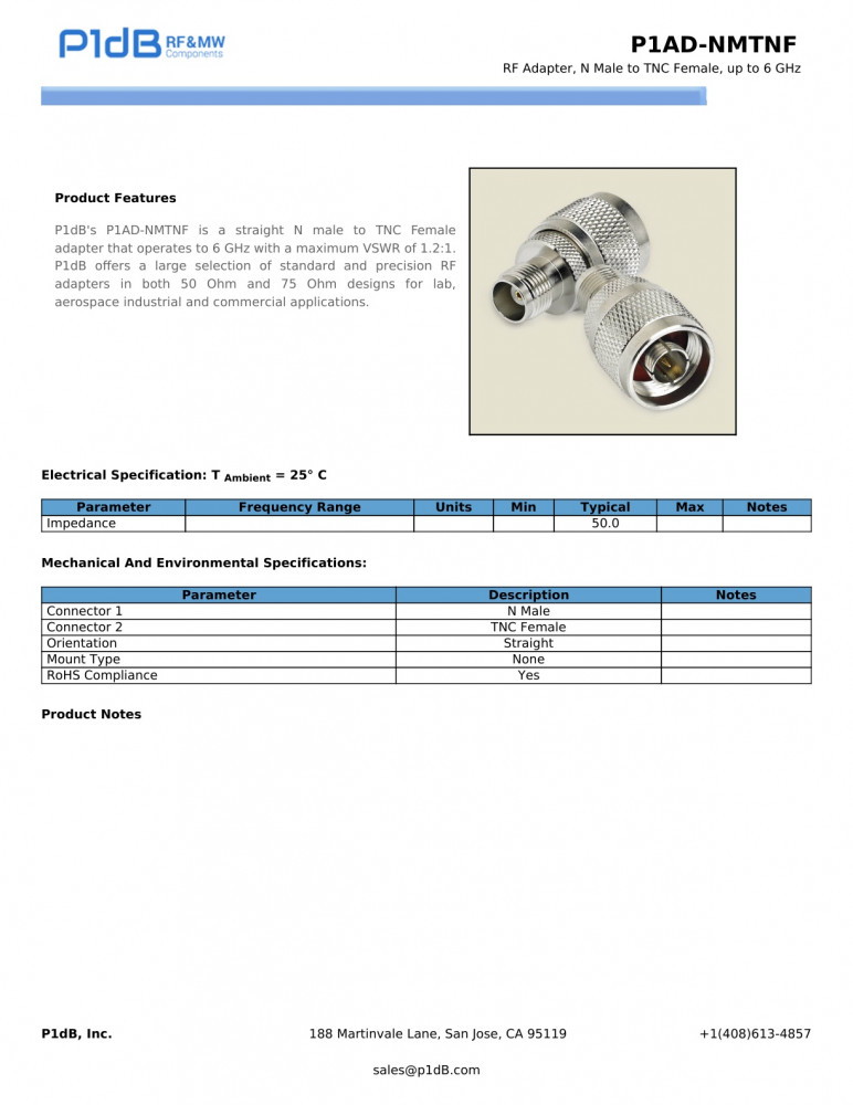 P1AD-NMTNF product document page
