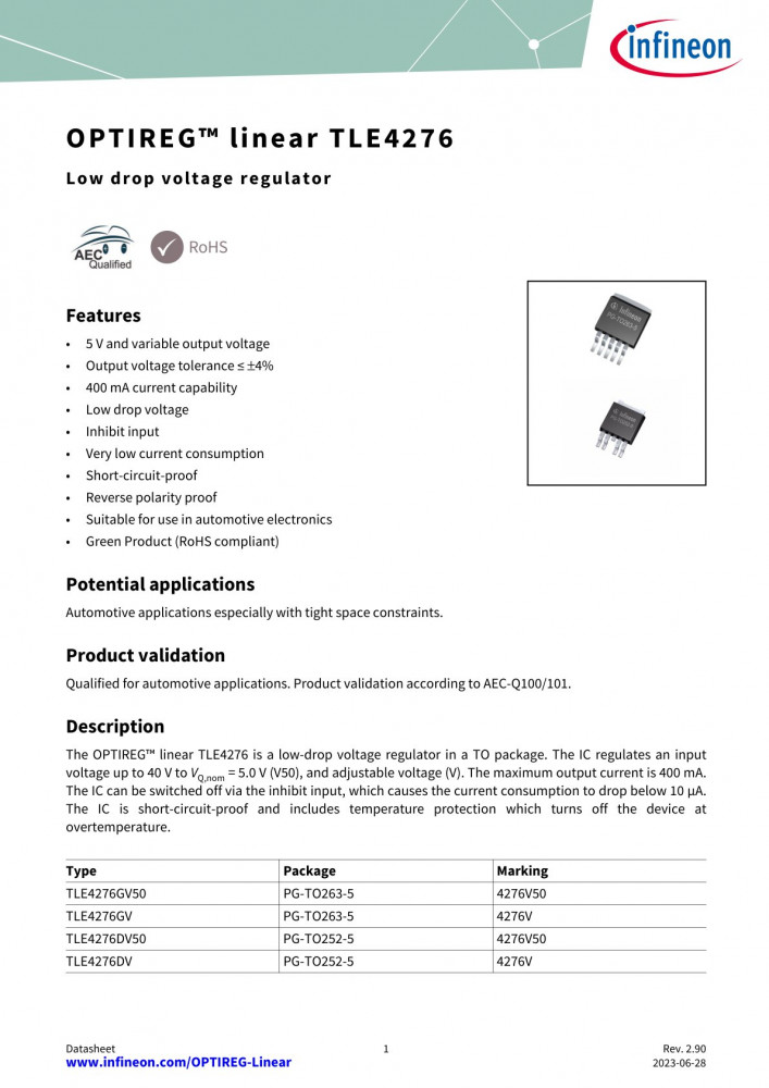 TLE4276 technical document page 1