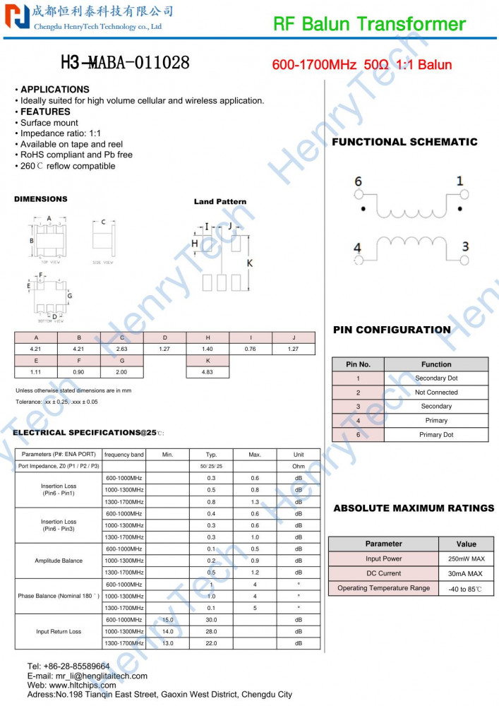 H3-MABA-011028 technical specification page