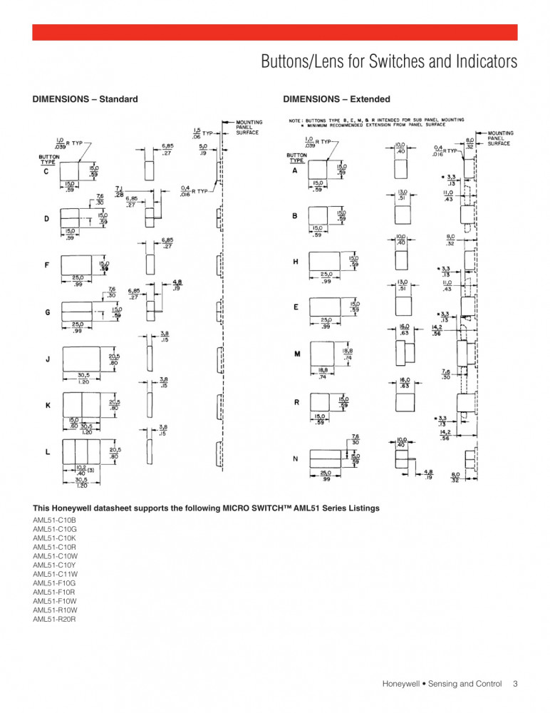 Honeywell AML51 Series datasheet page 3