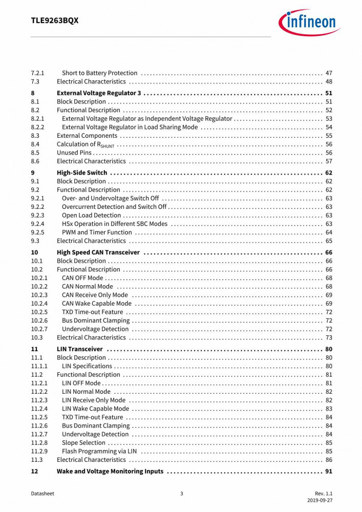 TLE9263BQXXUMA1 datasheet page 3