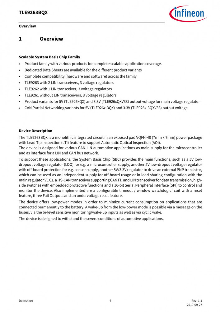TLE9263BQXXUMA1 datasheet page 6