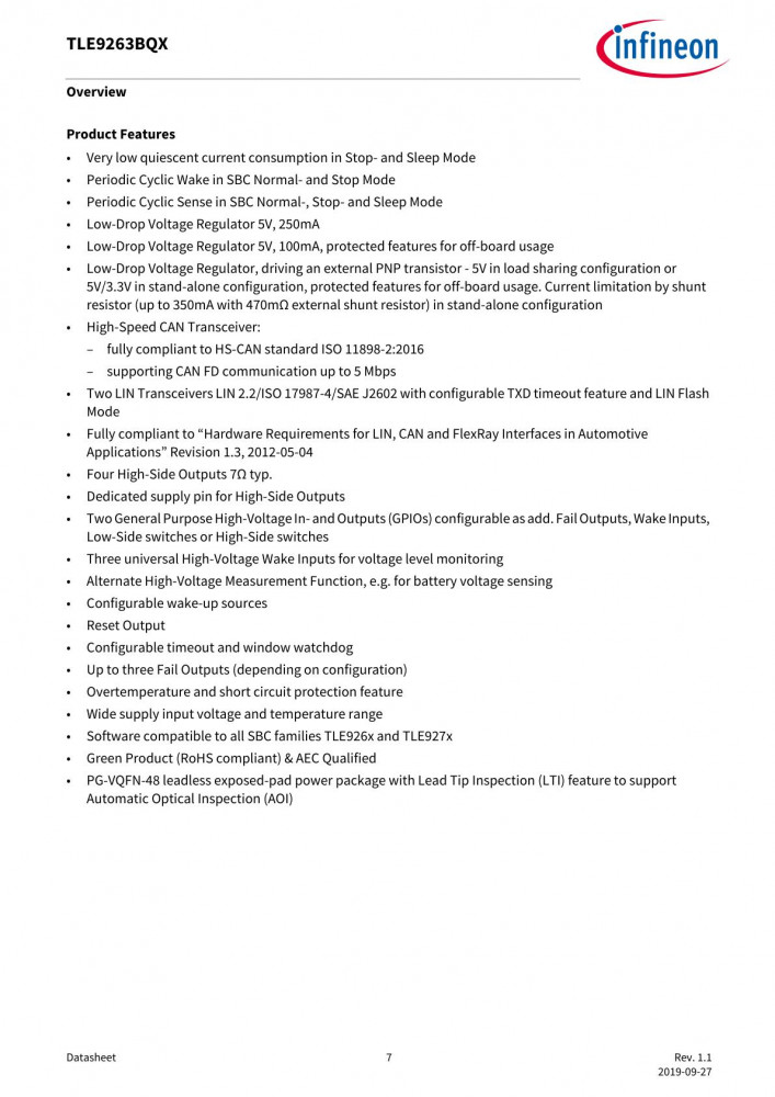 TLE9263BQXXUMA1 datasheet page 7