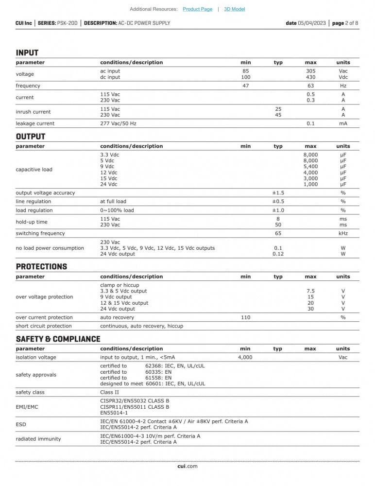 PSK-20D technical document page 2