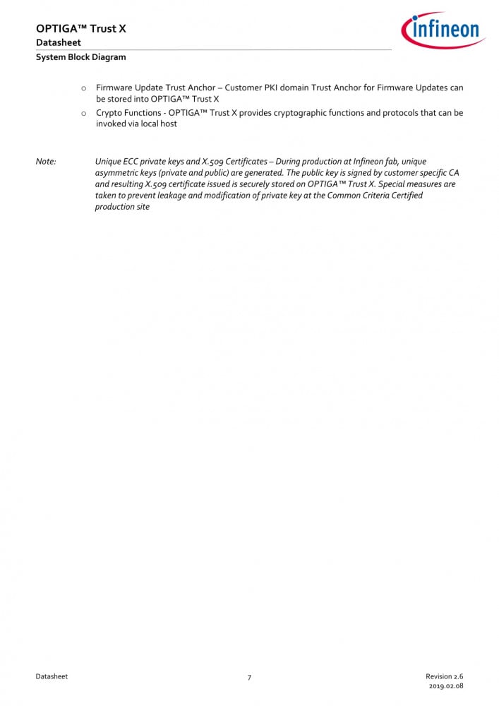 OPTIGA Trust X datasheet page 7