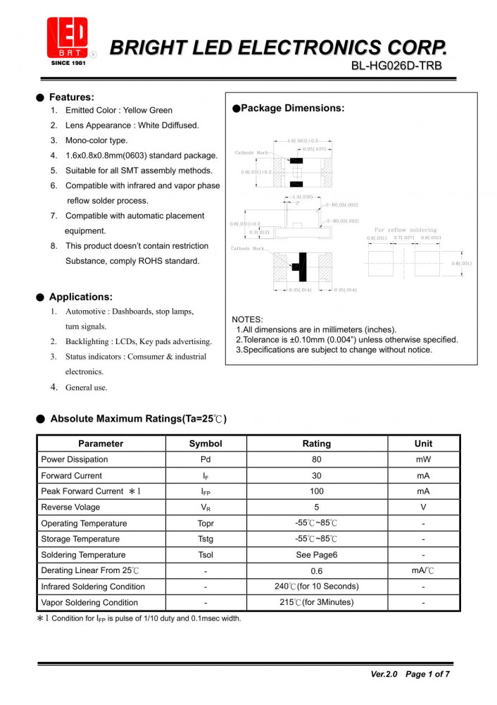 BL-HG026D-TRB datasheet page 1