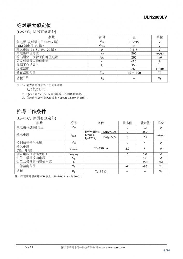 ULN2803LVS datasheet page 4