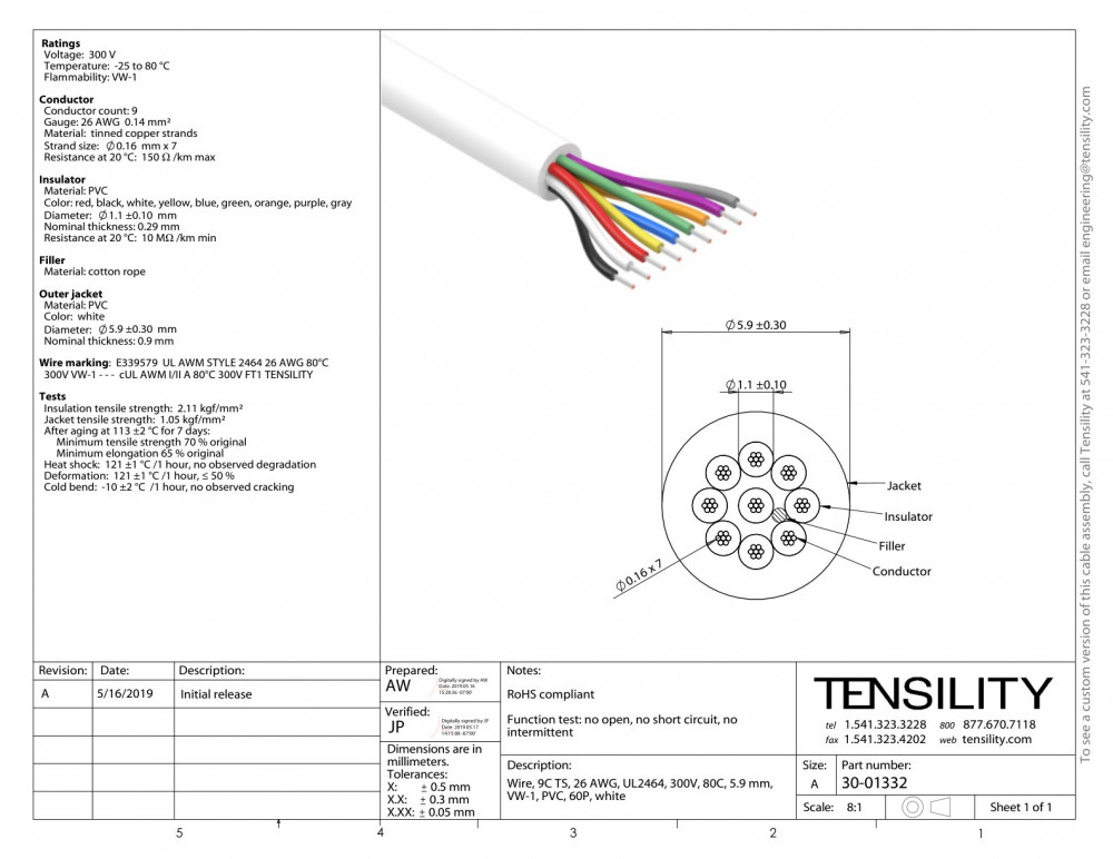 Tensility International 30-01332 product drawing preview
