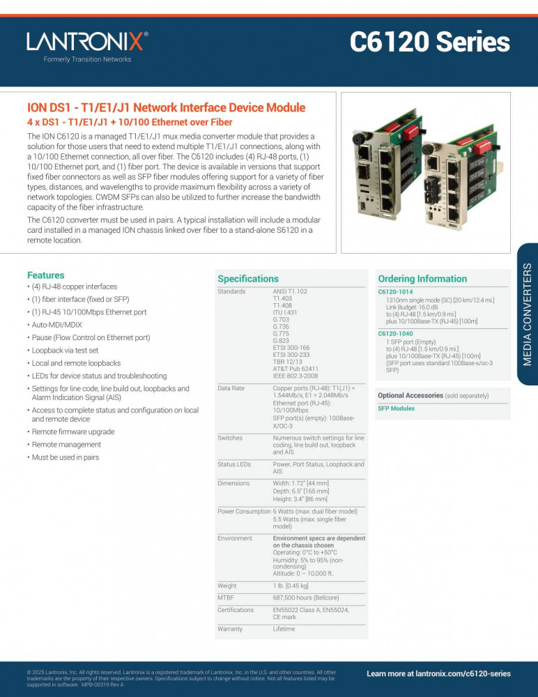 Lantronix C6120 Series product document preview