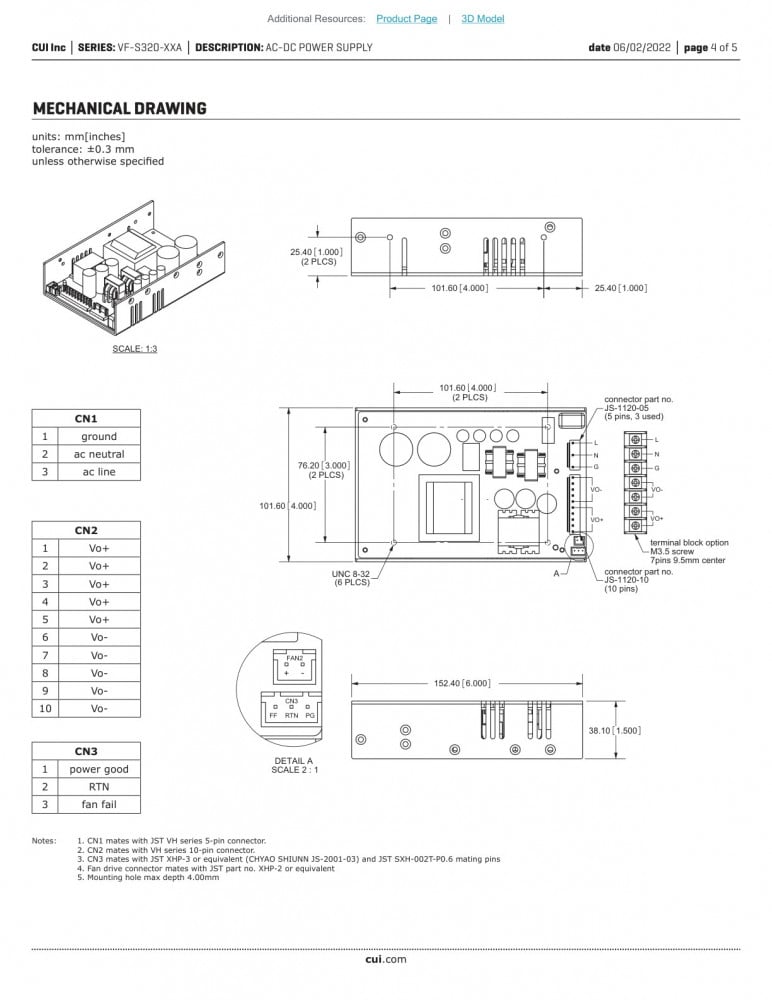 CUI VF-S320-48A-1 datasheet page 4