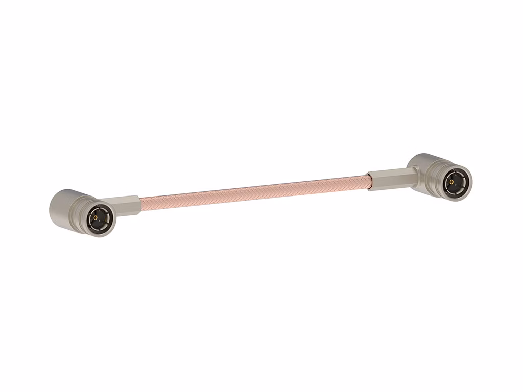 MCX Right-Angle Plug to FAKRA SMB Jack Bulkhead Keying Code D Bordeaux Violet on RG-316 Cable, 90.00mm Length, 50 Ohms