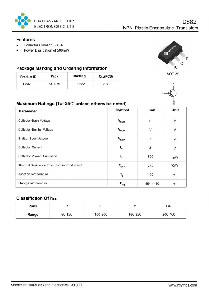 D882 datasheet page 1