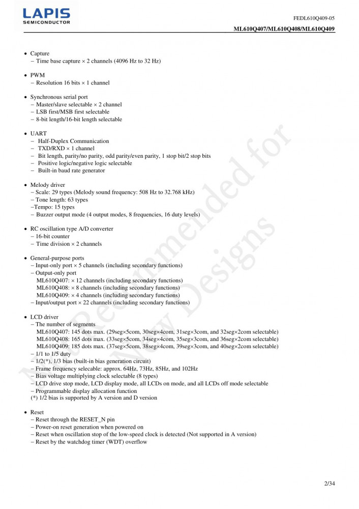 ML610Q408P technical document page 3