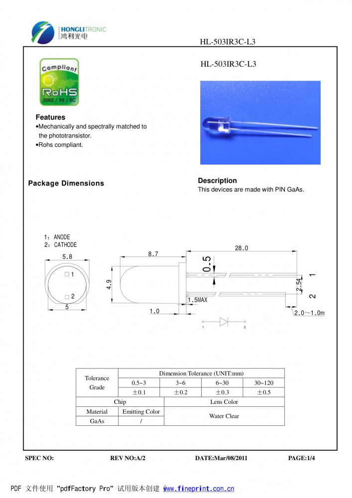 HL-503IR3C-L3 datasheet page 1