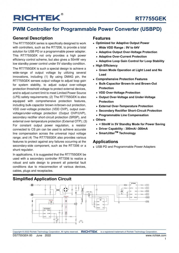 RT7755 series datasheet page 1