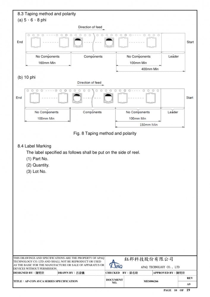 APAQ AVCA specification page 10