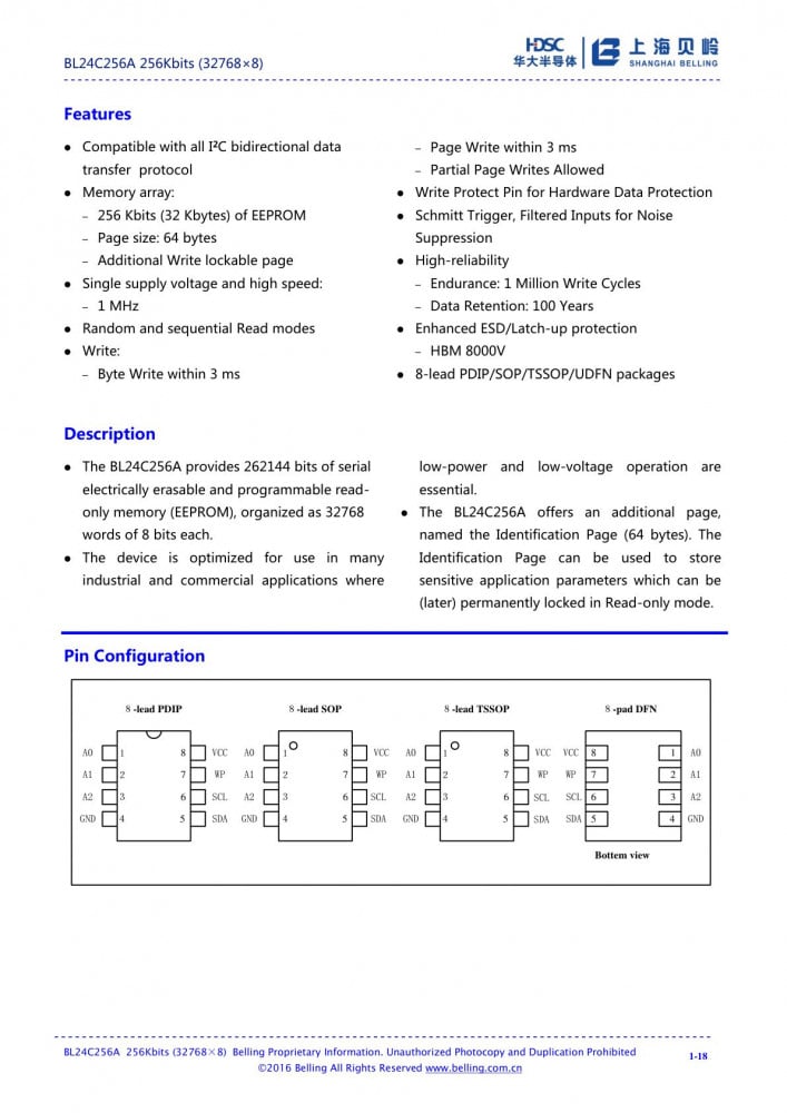 BL24C256A-PARC datasheet page 1