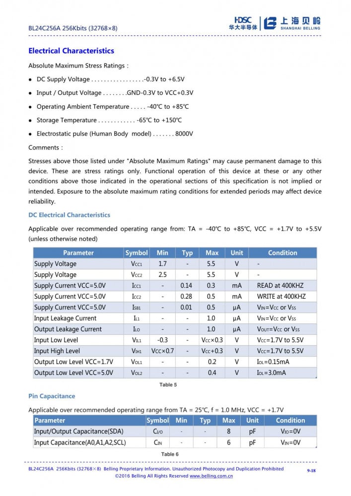 BL24C256A-PARC datasheet page 9