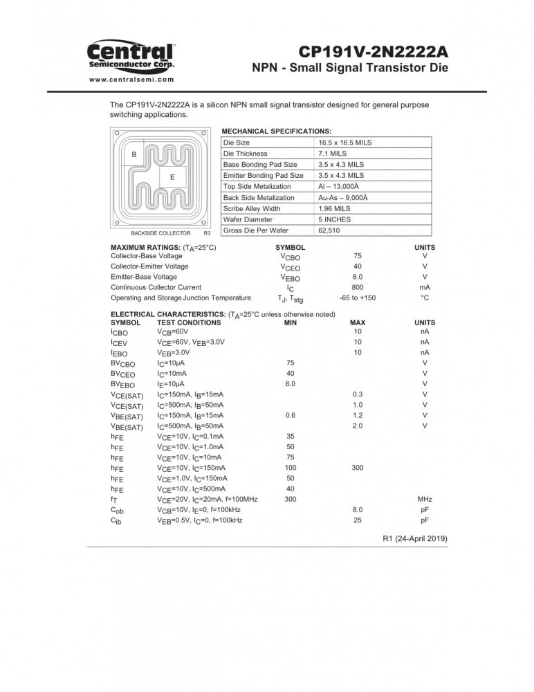 CP191V-2N2222A-CT20 datasheet page 1