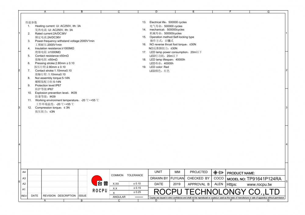 TP91641P124RA technical document page 2