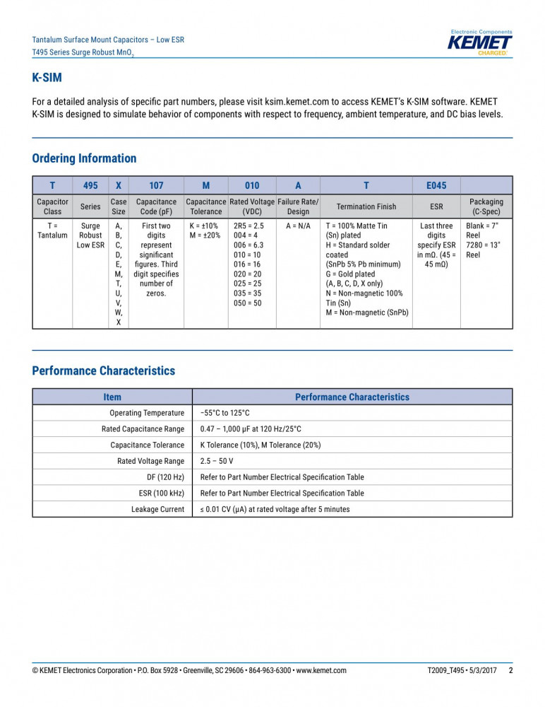 KEMET T495 datasheet page 2