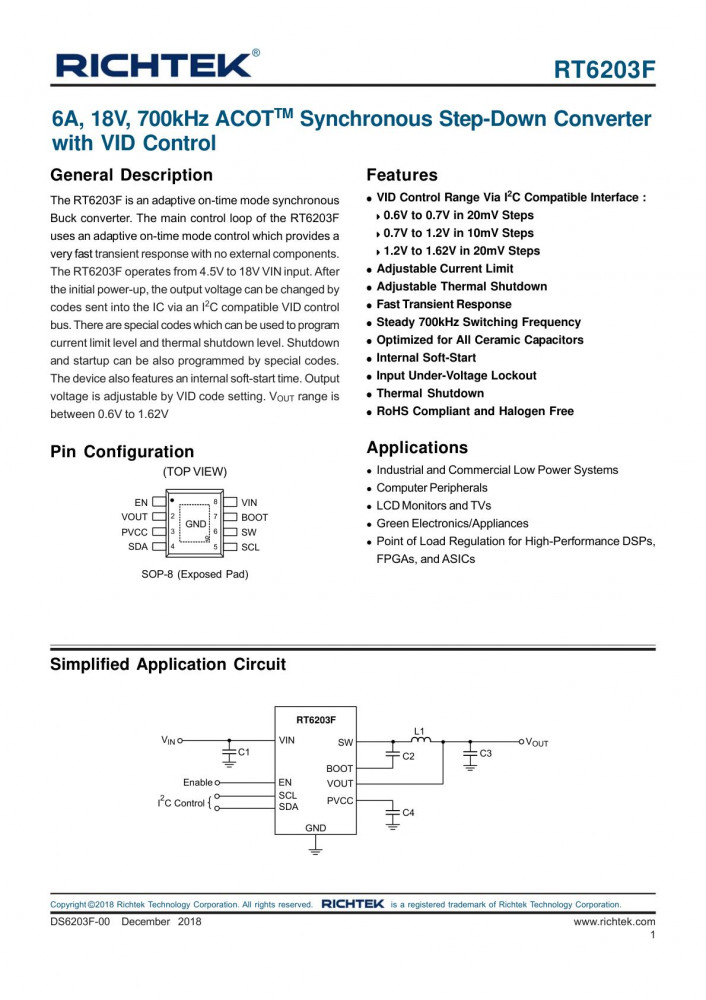 RT6203FNGSP datasheet page 1