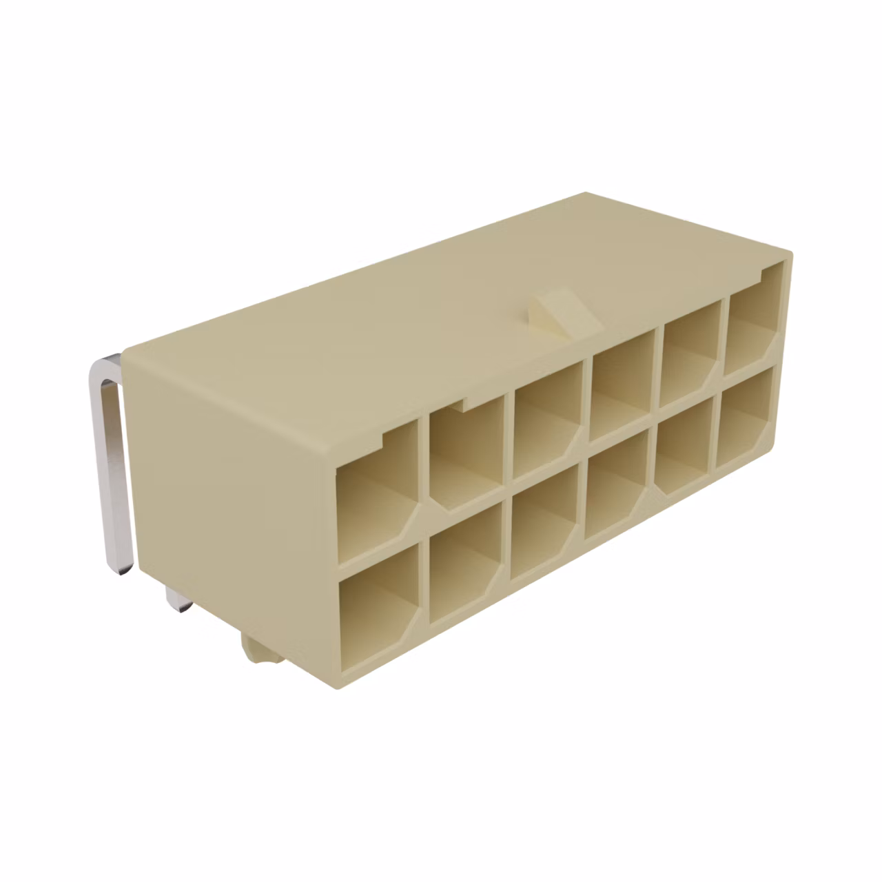 Mega-Fit ColorLock Right-Angle Header, 5.70mm Pitch, Through Hole, Dual Row, 12 Circuits, Matte Tin (Sn) Plating, 3.60mm Tail Length, Glow-Wire Capable, Tray, Natural for sale