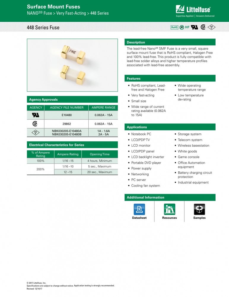 Littelfuse 044801 series datasheet page 1