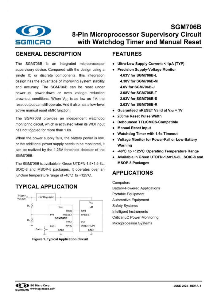 SGM706B datasheet page 1