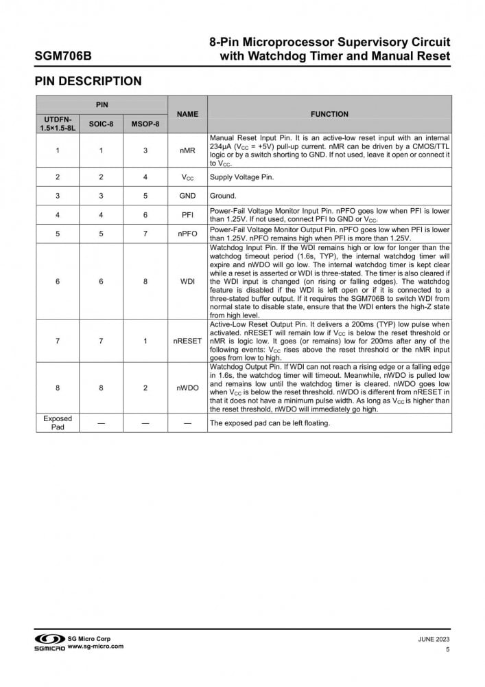 SGM706B datasheet page 5