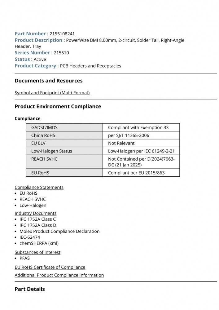 Technical document image 1 for MOLEX 2155108241