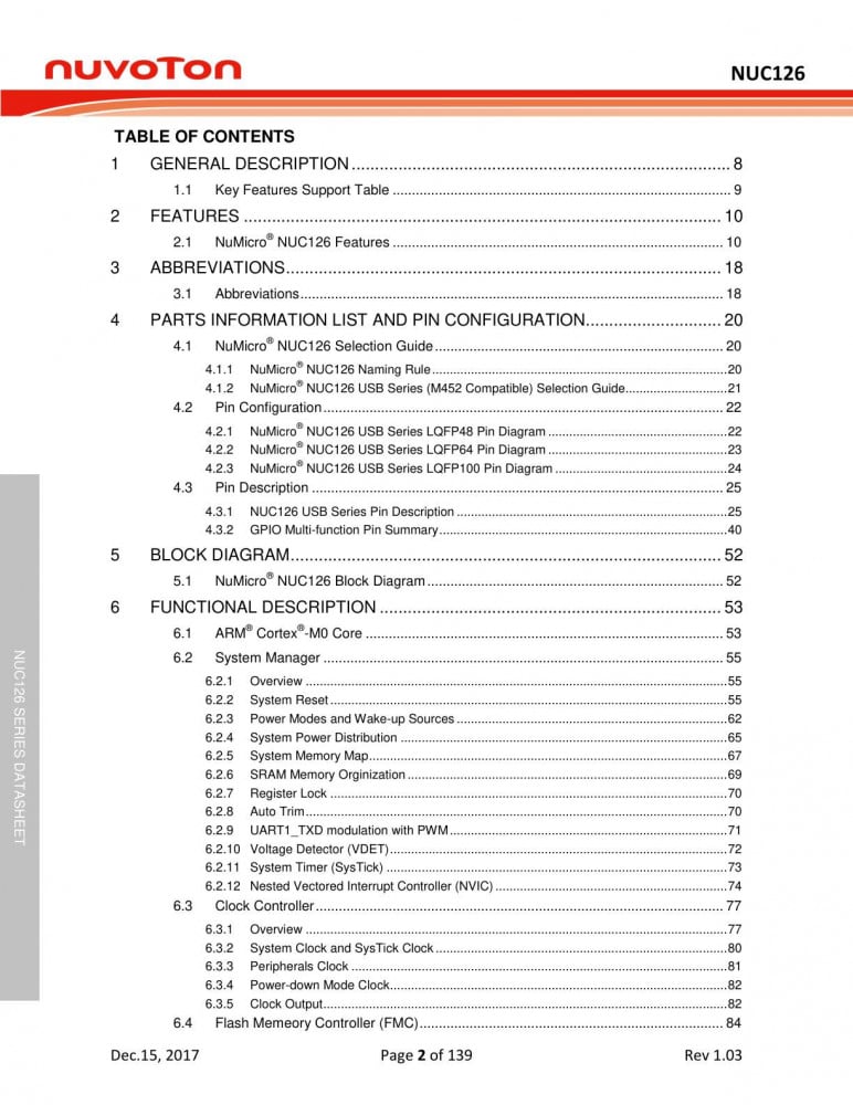 NUC126 datasheet page 2