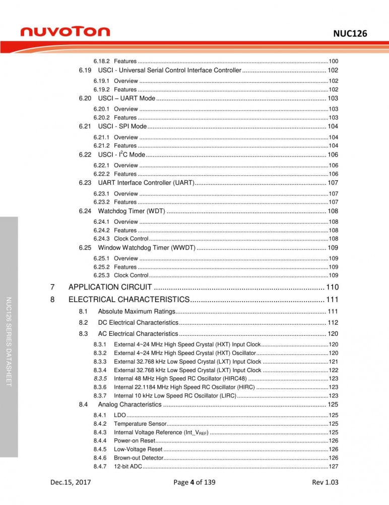 NUC126 datasheet page 4