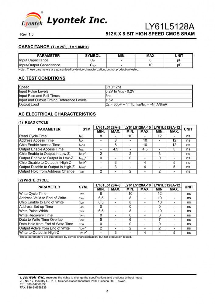 LY61L5128A datasheet page 5