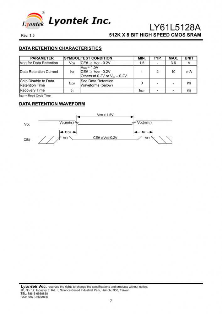 LY61L5128A datasheet page 8