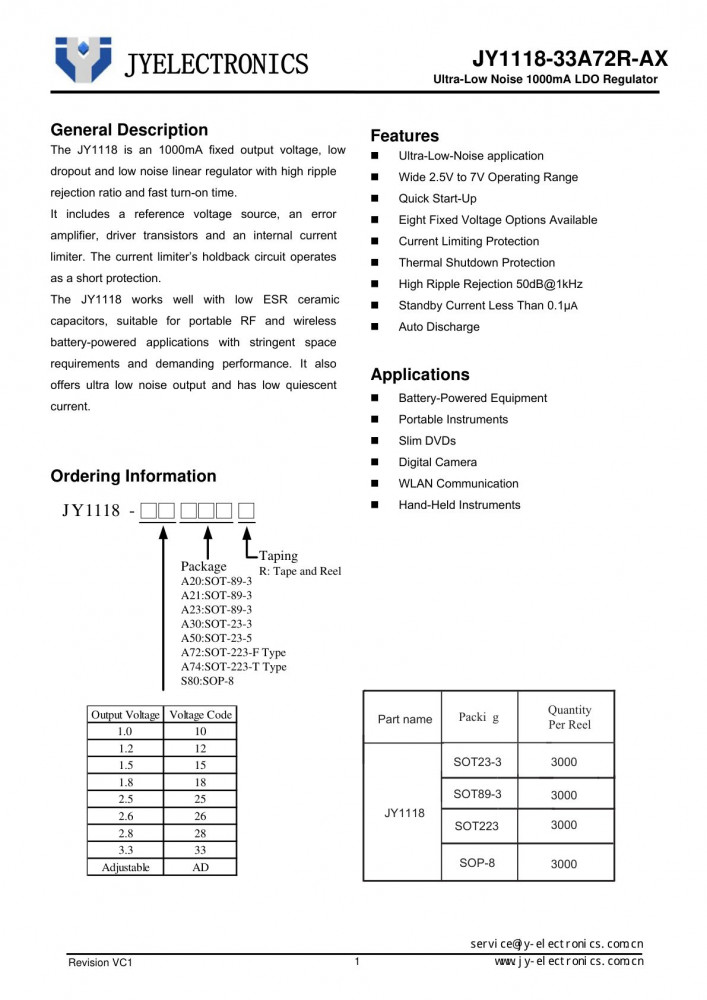 JY1118 datasheet page 1