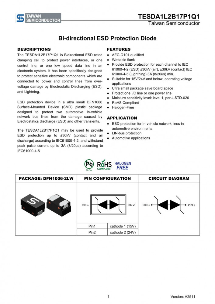TESDA1L2B17P1Q1 datasheet page 1