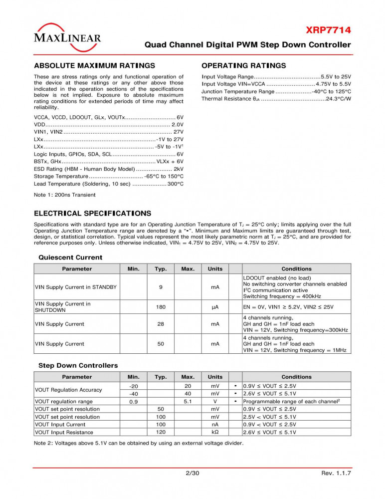 XRP7714ILB-F datasheet page 2