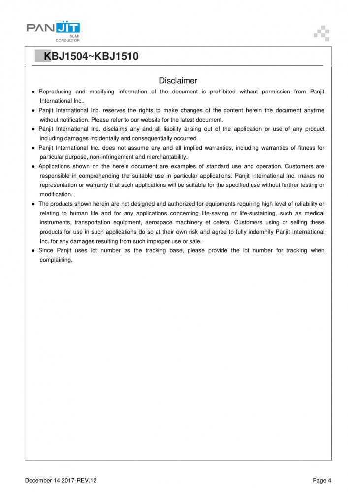 PANJIT KBJ1508 datasheet page 4
