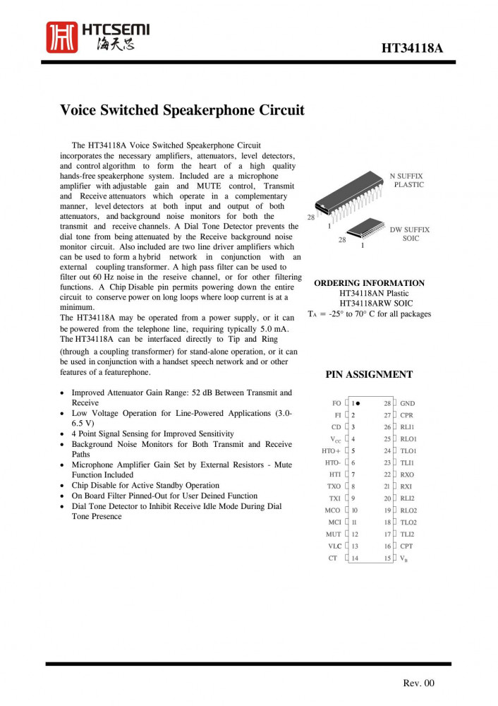 HT34118ANZ datasheet page 1