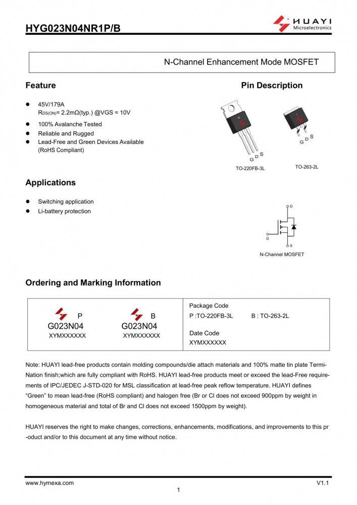HYG023N04NR1P datasheet page 1